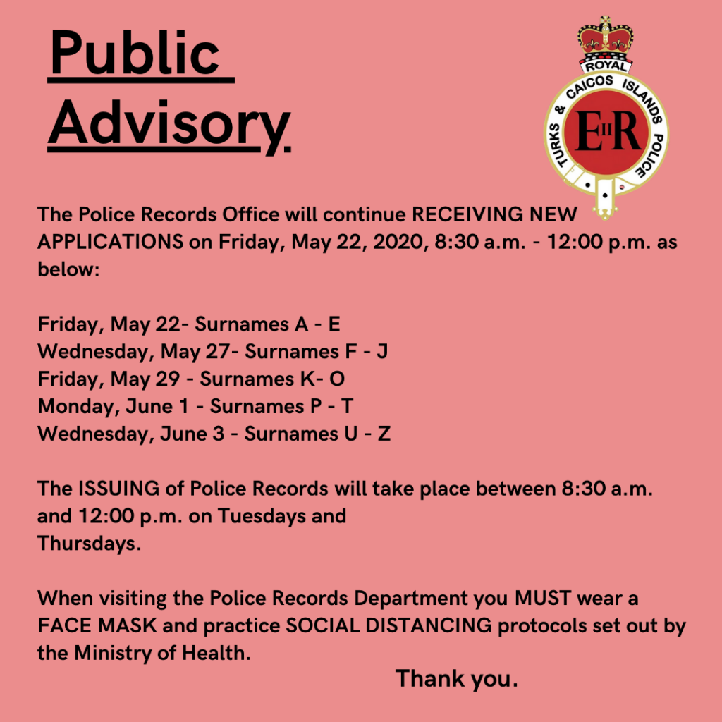 Public Advisory - Royal Turks and Caicos Island Police