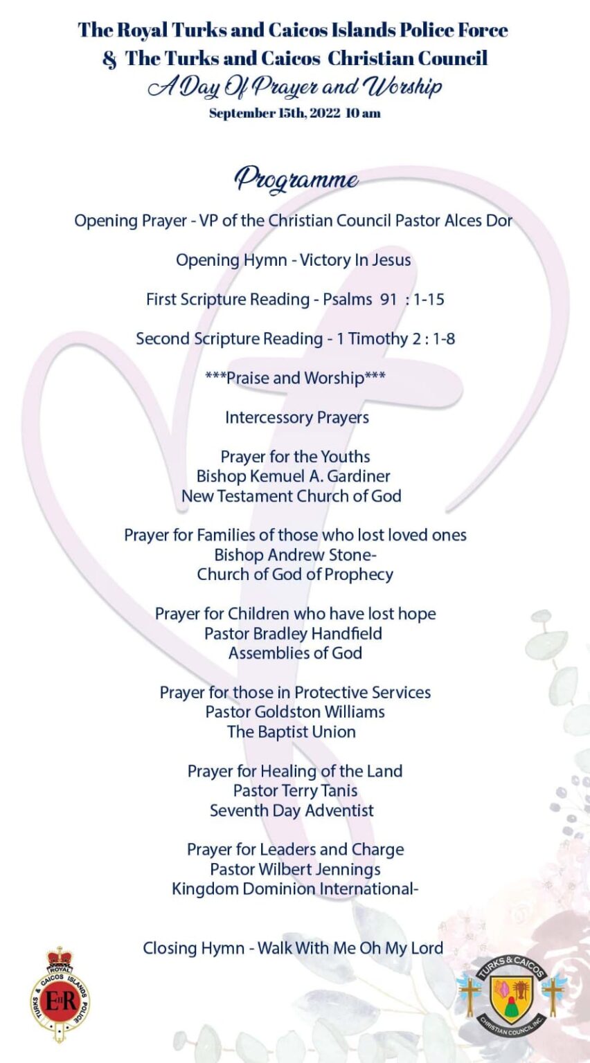 Day of Prayer Programme - Royal Turks and Caicos Island Police